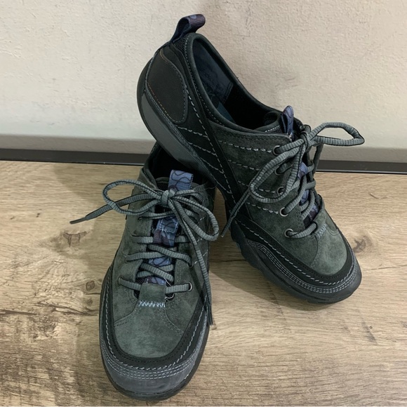 Merrell | Shoes | Womens Merrell Gray Suede Leather Mimosa Lace Up ...